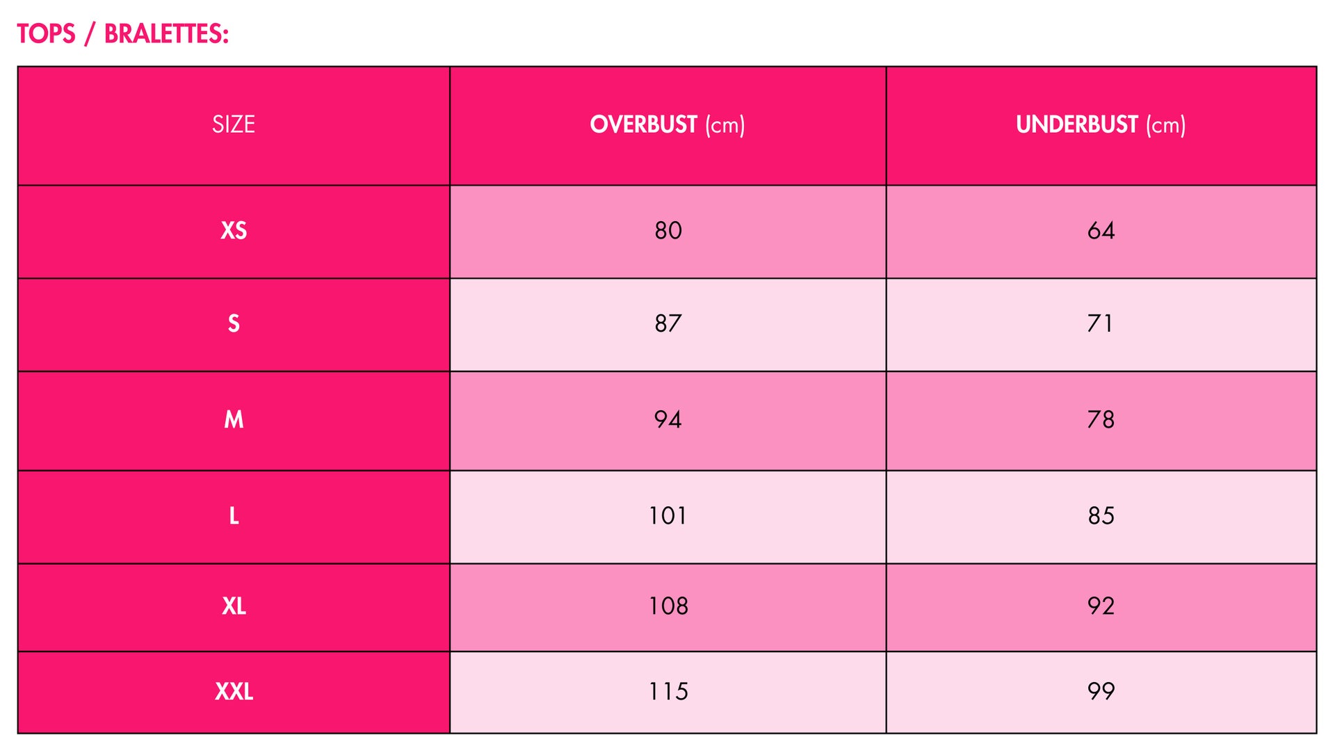 Find Your Perfect Fit - Sizing Chart | Eleven Intimates