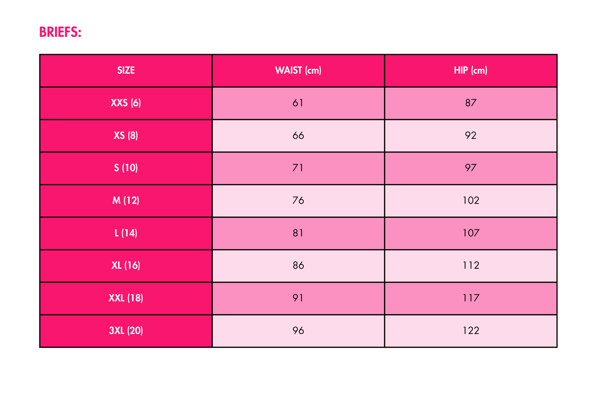 Find Your Perfect Fit - Sizing Chart | Eleven Intimates